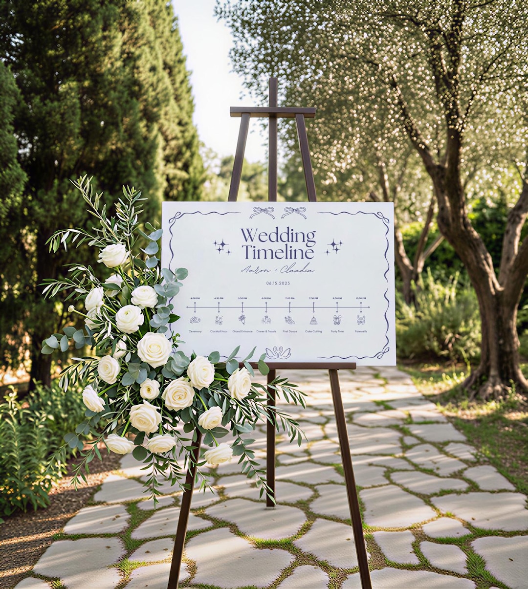 Elegant Wedding Day Timeline | Modern Wedding Schedule Sign | Wedding ...