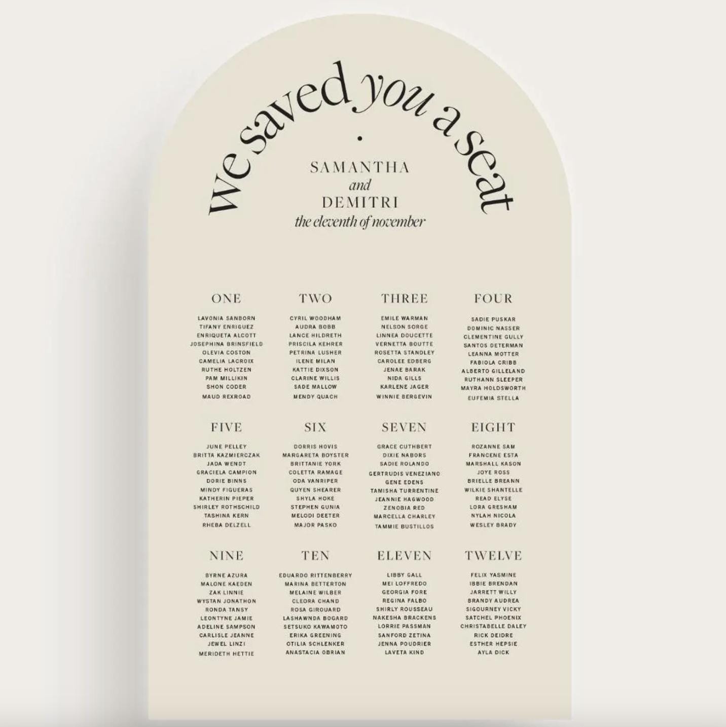 Elegant Slate Arch Seating Chart for Weddings and Events - Customizable ...