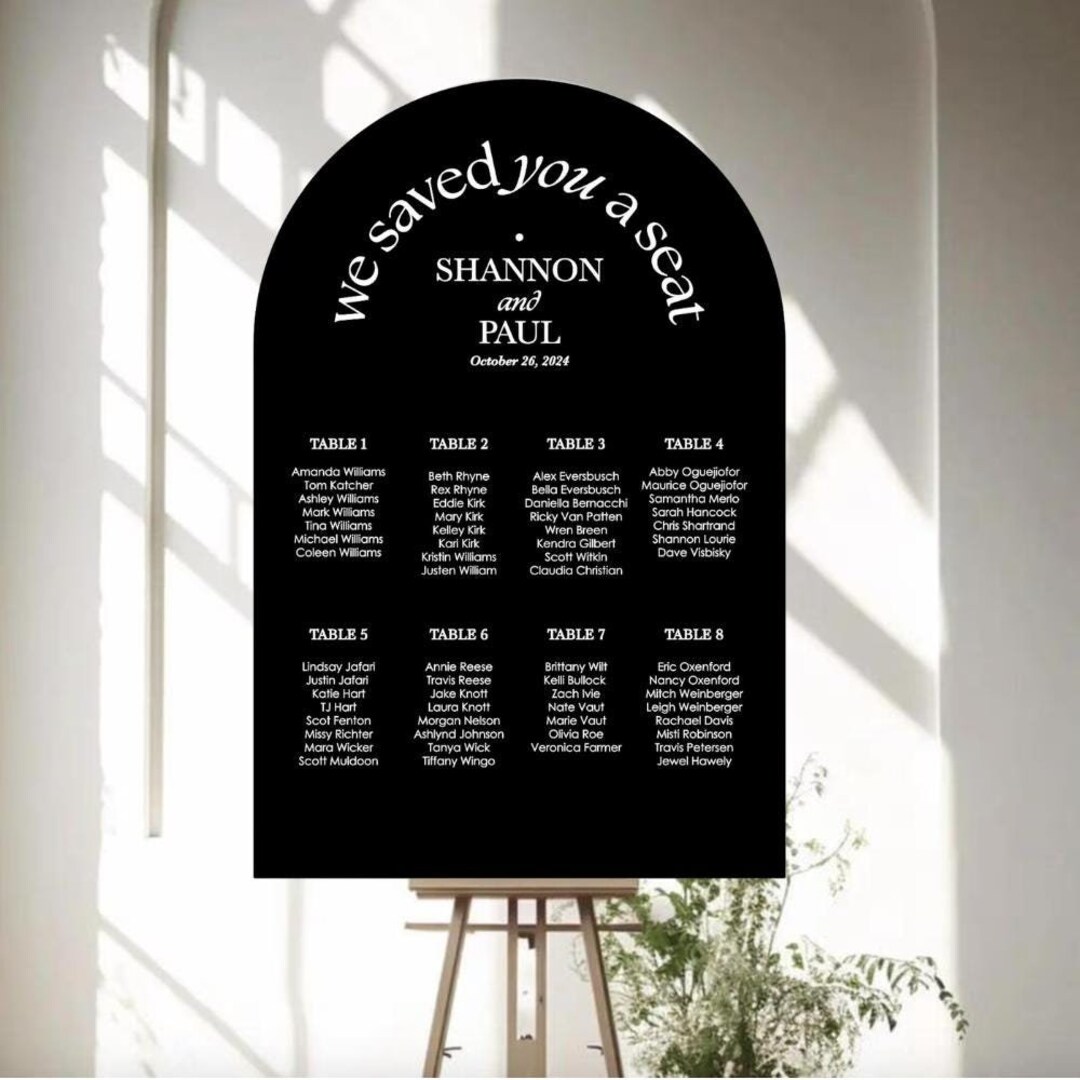 Elegant Slate Arch Seating Chart for Weddings and Events Customizable ...