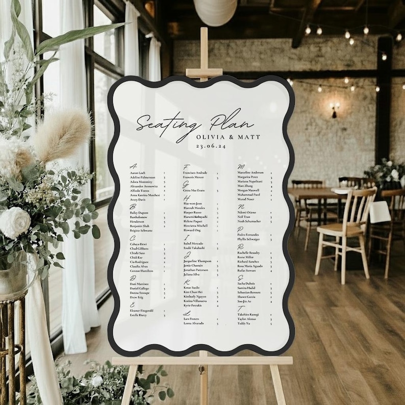 Wavy Acrylic Wedding Seating Chart | Custom Modern Table Plan - Etsy