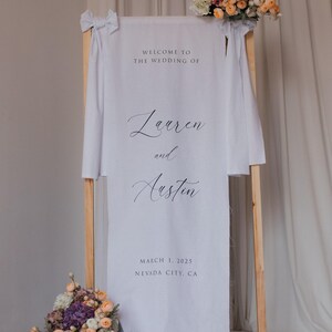 Linen Wedding Welcome Sign, Custom Linen Fabric, Classic Wedding Style ...
