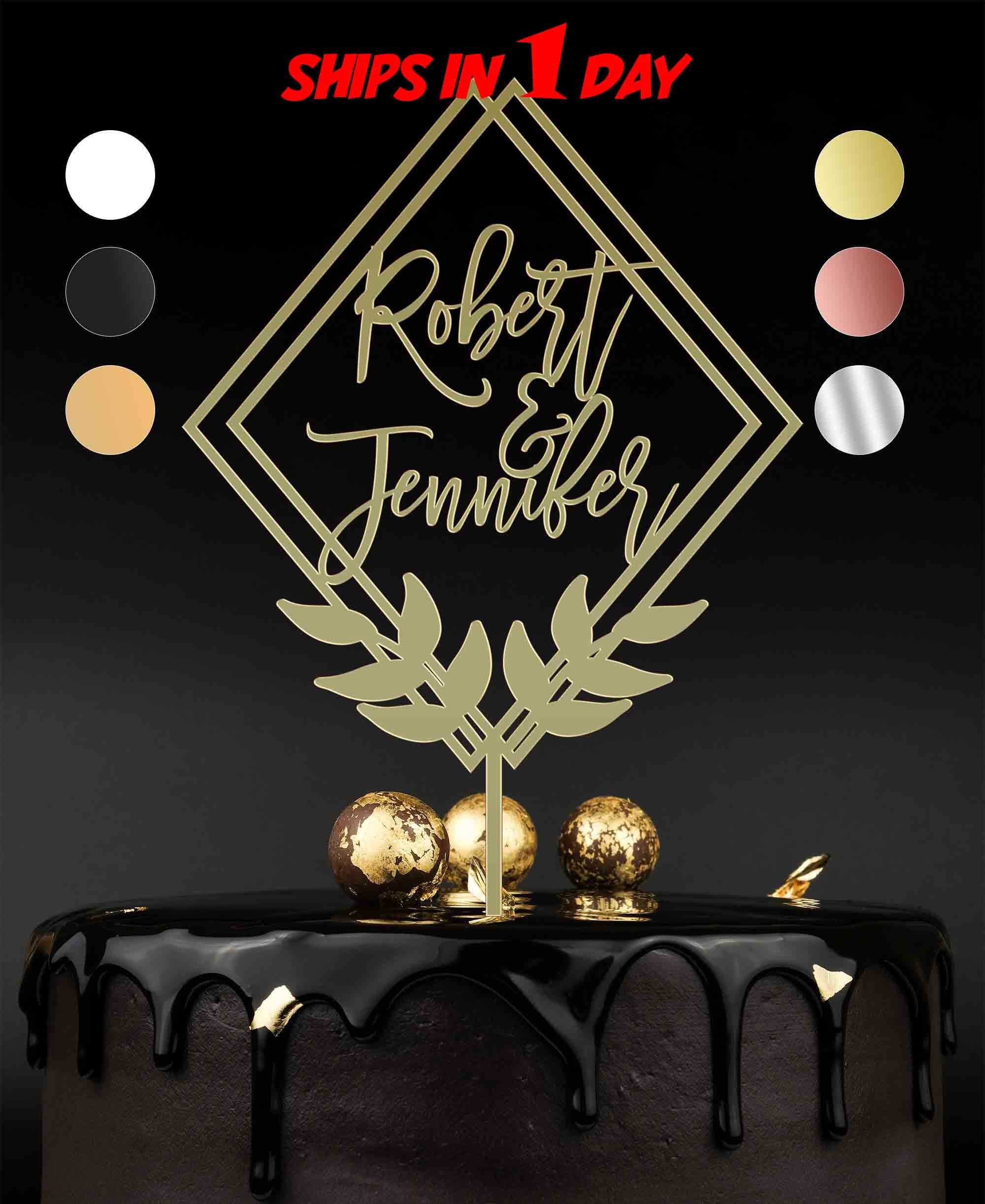 Wedding Cake Topper Diamond Shaped Personalized With the - Etsy