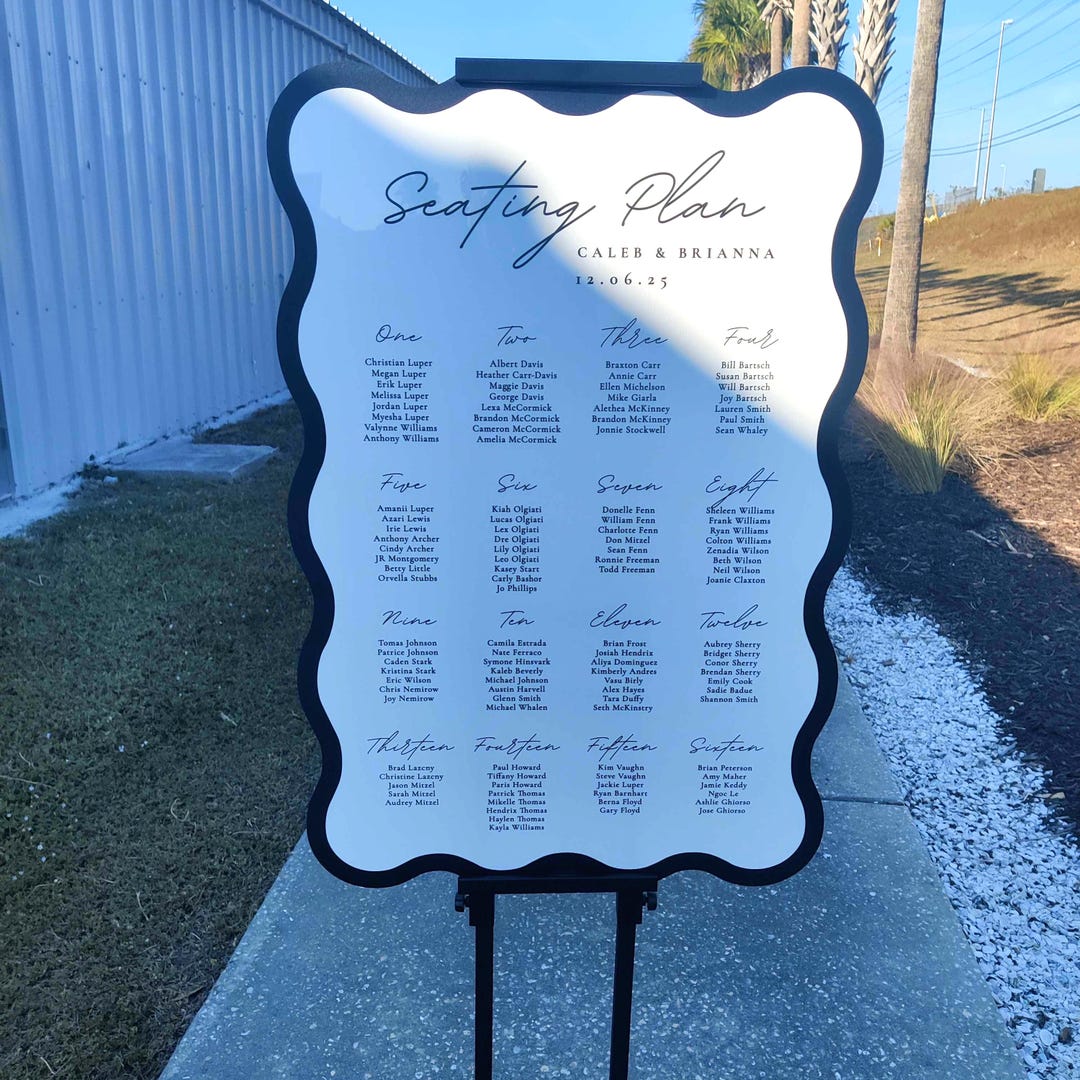 Wavy Wedding Seating Chart | Custom Modern Wedding Sign - Etsy