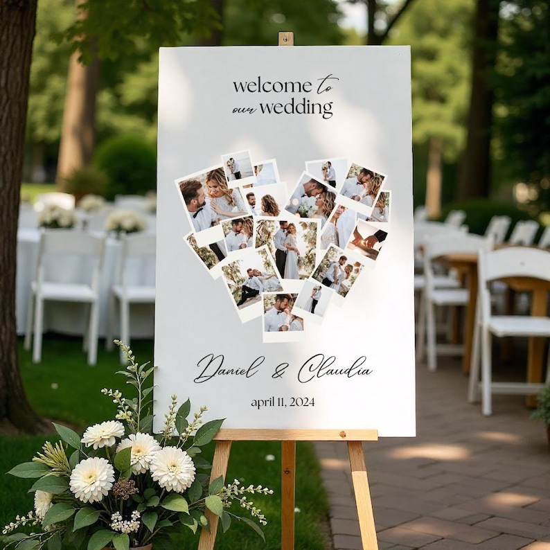 Custom Photo Heart Wedding Sign, Modern Acrylic Welcome Decor - Etsy