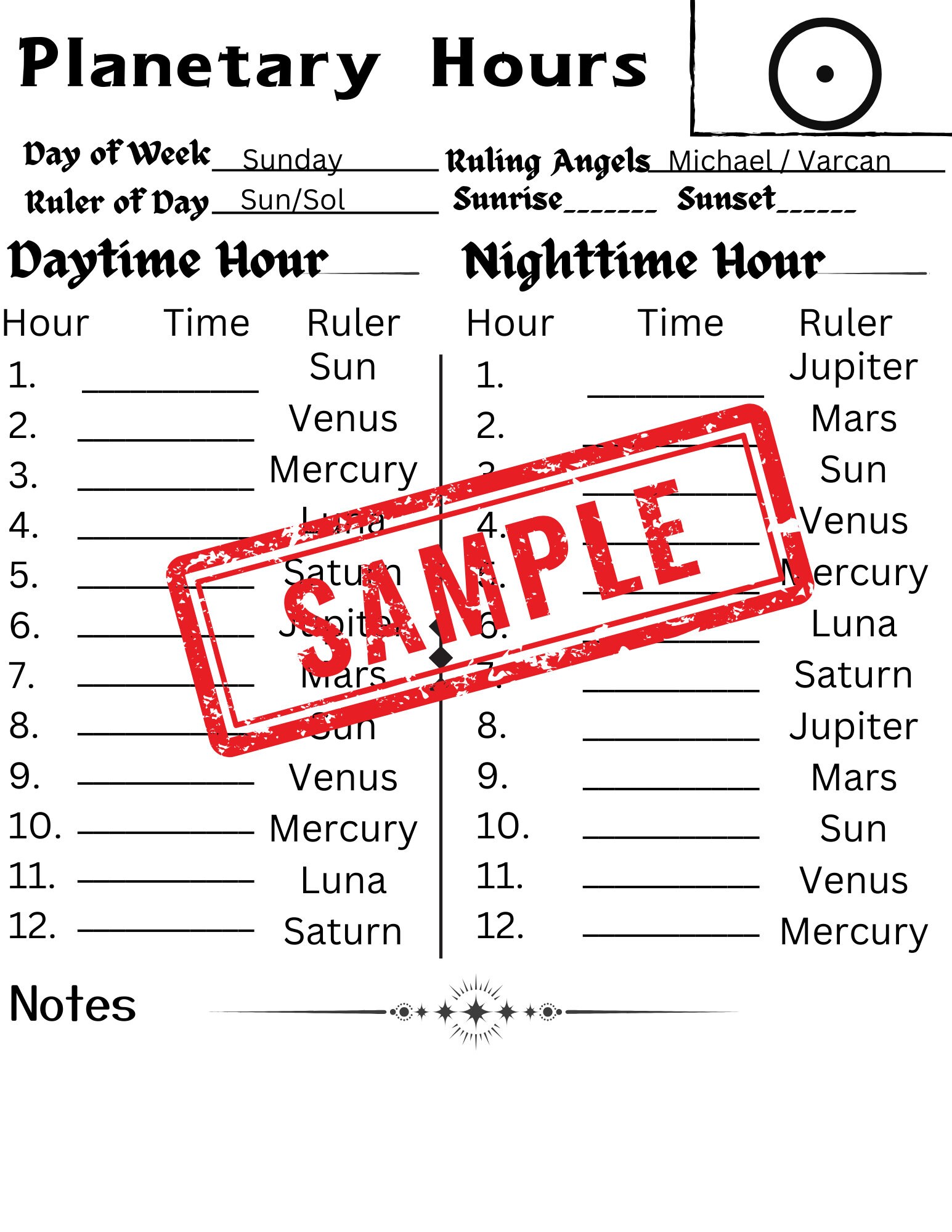 Planetary Hours Book of Shadows Pages Planetary and Elemental Timing ...