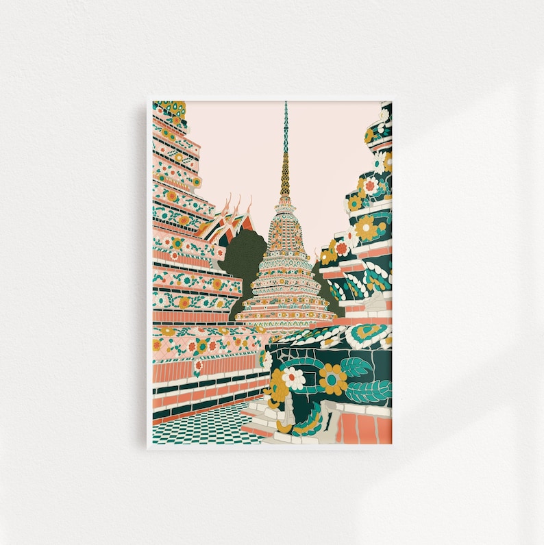 Thailand Temple Print / Wat Pho Print / Bangkok Print / | Etsy