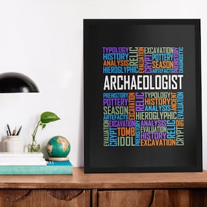 Archaeologist Words Poster, Archaeologist Wall Art, Canvas Wooden Black ...