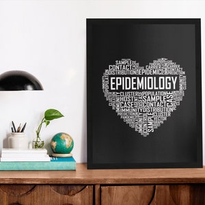 Epidemiology Heart Poster, Epidemiology Wall Art, Canvas Wooden Black ...