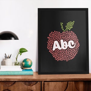 Apple Made From the Alphabet Poster, Alphabet Letters Wall Art, Canvas ...