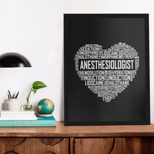 Anesthesiologist Heart Poster, Anesthesiology Wall Art, Canvas Wooden ...