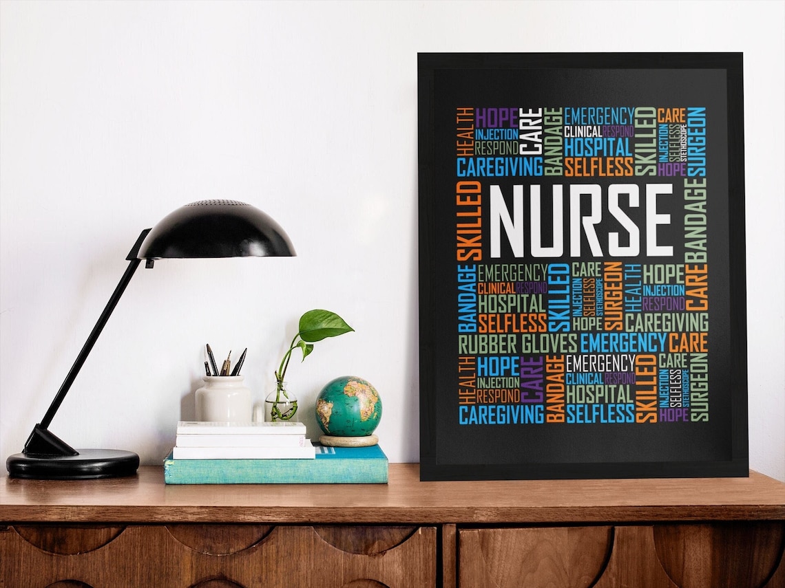 Nurse Words Poster Nurse Wall Art Canvas Wooden Black White - Etsy