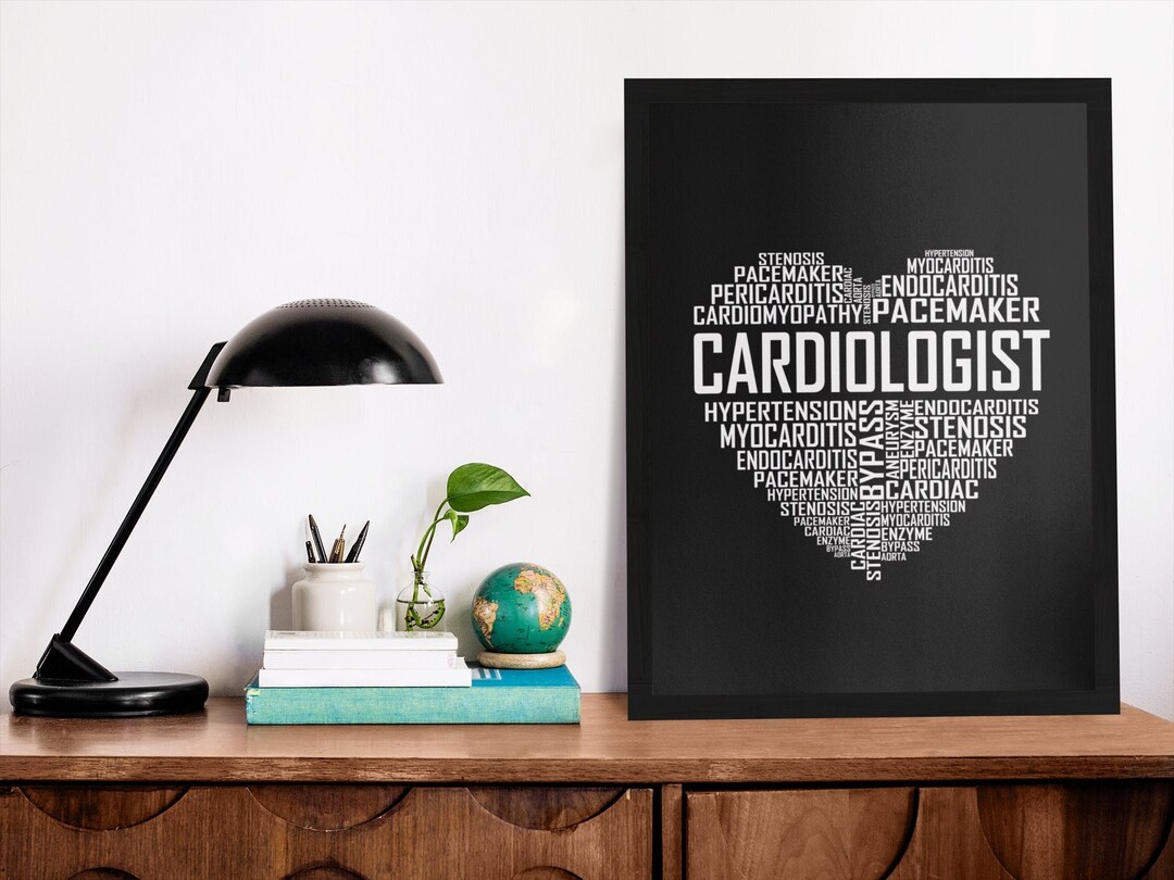 Cardiologist Heart Poster, Cardiology Wall Art, Canvas Wooden Black ...