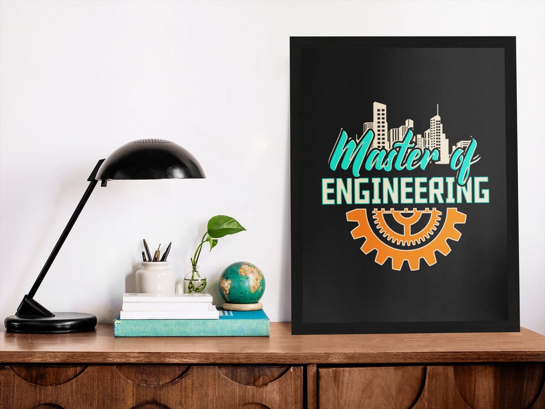 Master of Engineering Poster, Engineering Wall Art, Canvas Wooden Black ...
