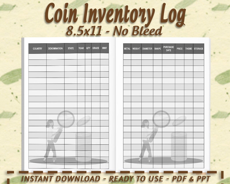 Coin Inventory Log Interior 121 Pages No Bleed 8.5 X 11 Trim Size ...