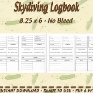 Skydiving Logbook Interior | 120 Pages, Editable PPT & PDF - Etsy
