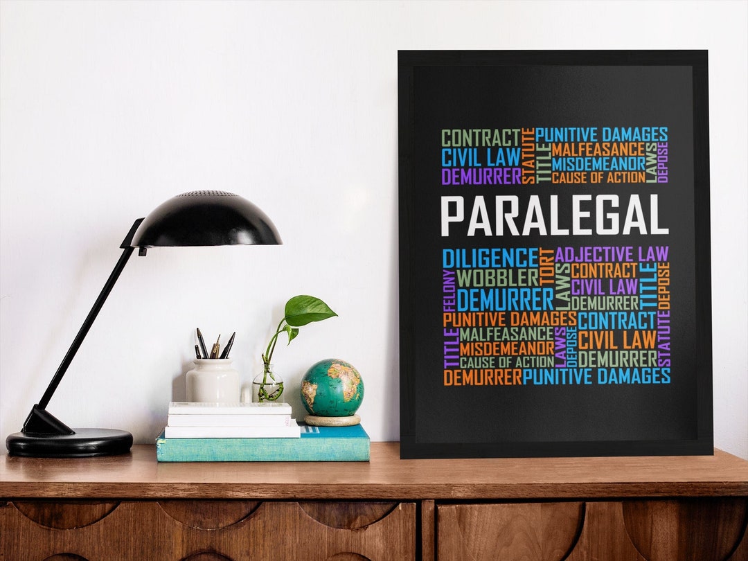 Paralegal Words Poster, Paralegal Wall Art, Canvas Wooden Black White ...