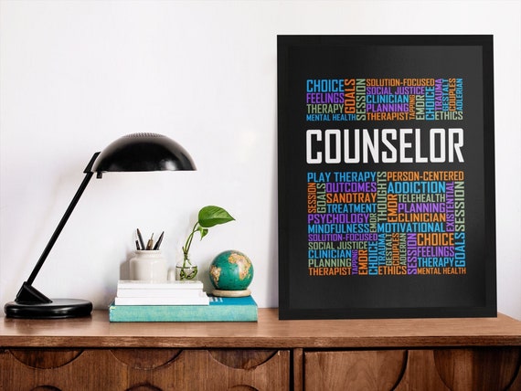 Counselor Words Poster Counselor Wall Art Canvas Wooden | Etsy