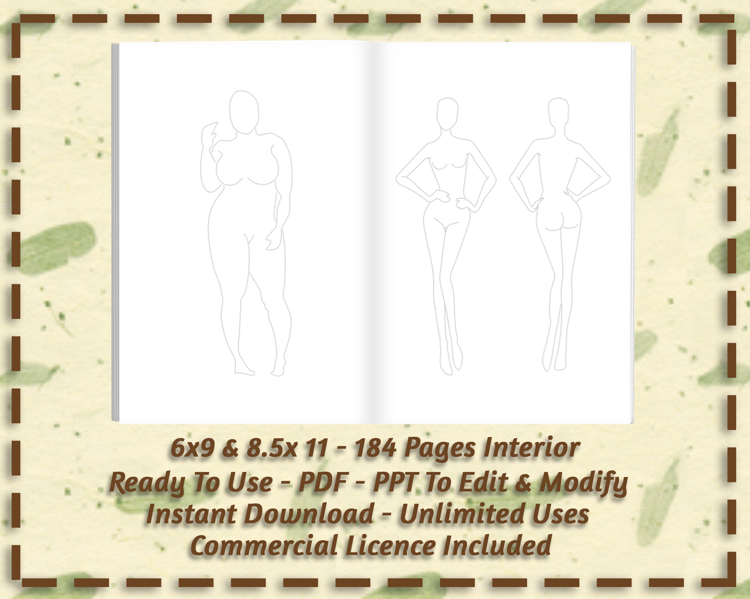 Croquis Sketchbook Interior 184 Pages 6 X 9 & 8.5 X 11 Trim Size ...