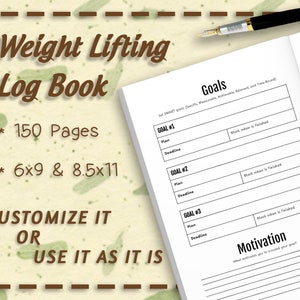 Weight Lifting Log Book 150 Pages | 6" X 9" & 8.5" X 11" Trim Size ...