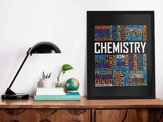 Chemistry Words Poster Chemistry Wall Art Canvas Wooden | Etsy