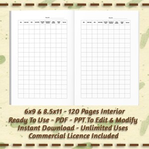 Bar Inventory Log Book Interior 120 Pages | 6" X 9" & 8.5" X 11" Trim ...