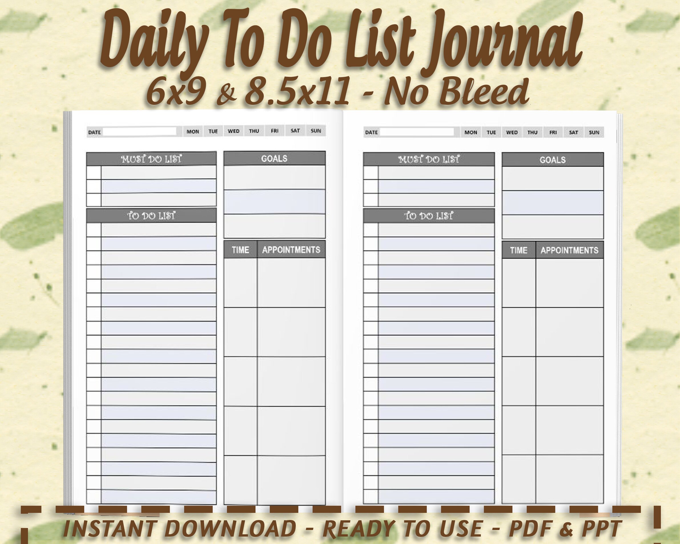 Daily To-Do List Journal 120 Pages No Bleed 6 x | Etsy