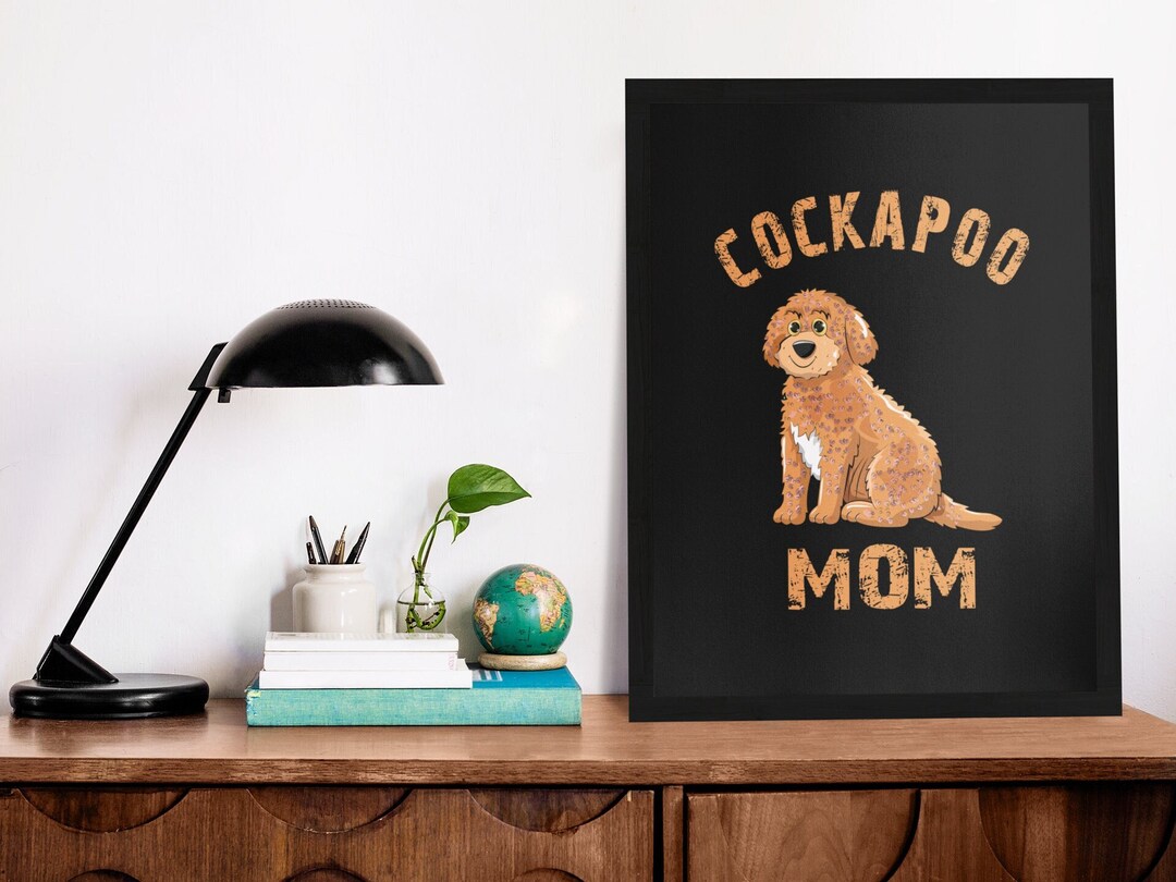 Cockapoo Mom Poster, Cockapoo Dog Wall Art, Canvas Wooden Black White ...