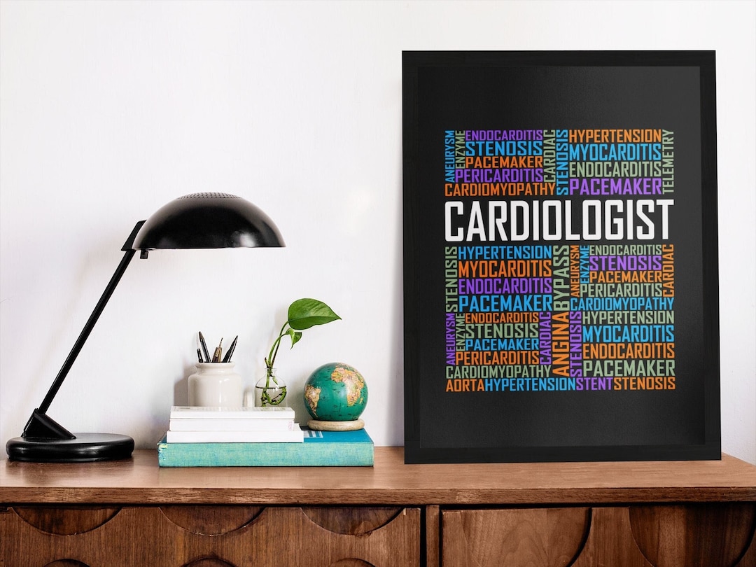 Cardiologist Words Poster, Cardiology Wall Art, Canvas Wooden Black ...