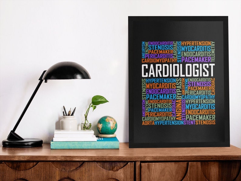 Cardiologist Words Poster, Cardiology Wall Art, Canvas Wooden Black ...