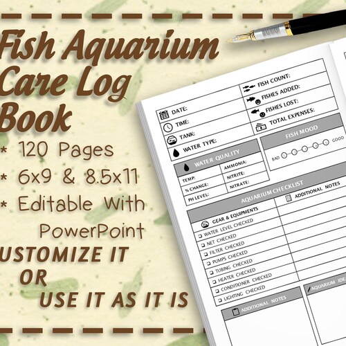 Fish Aquarium Log Interior 120 Pages No Bleed 6 X - Etsy