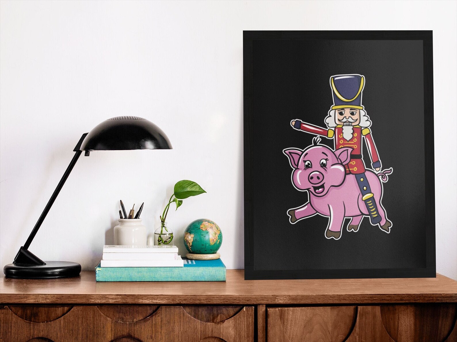 Nutcracker Doll Riding Pig Poster, Nutcracker Wall Art, Canvas Wooden ...