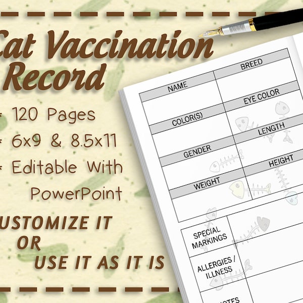 Cat Vaccination Record Template - Etsy