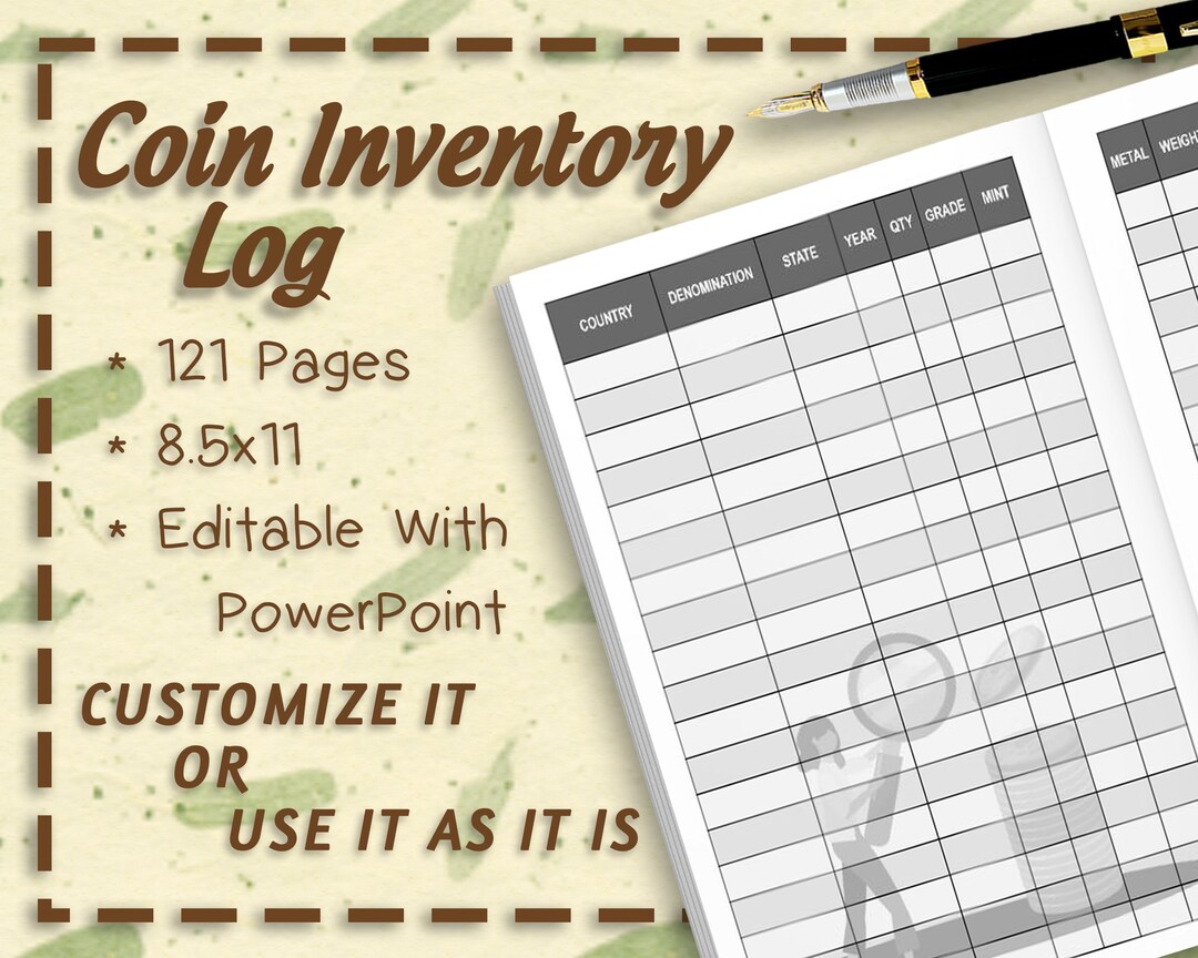 Coin Inventory Log Interior 121 Pages No Bleed 8.5 X 11 Trim Size ...