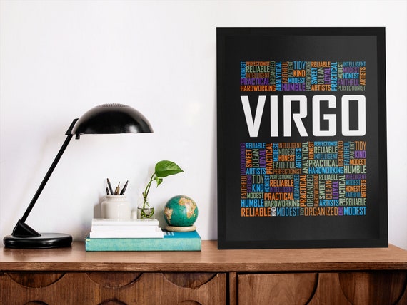Virgo Words Poster Zodiac Wall Art Canvas Wooden Black White | Etsy