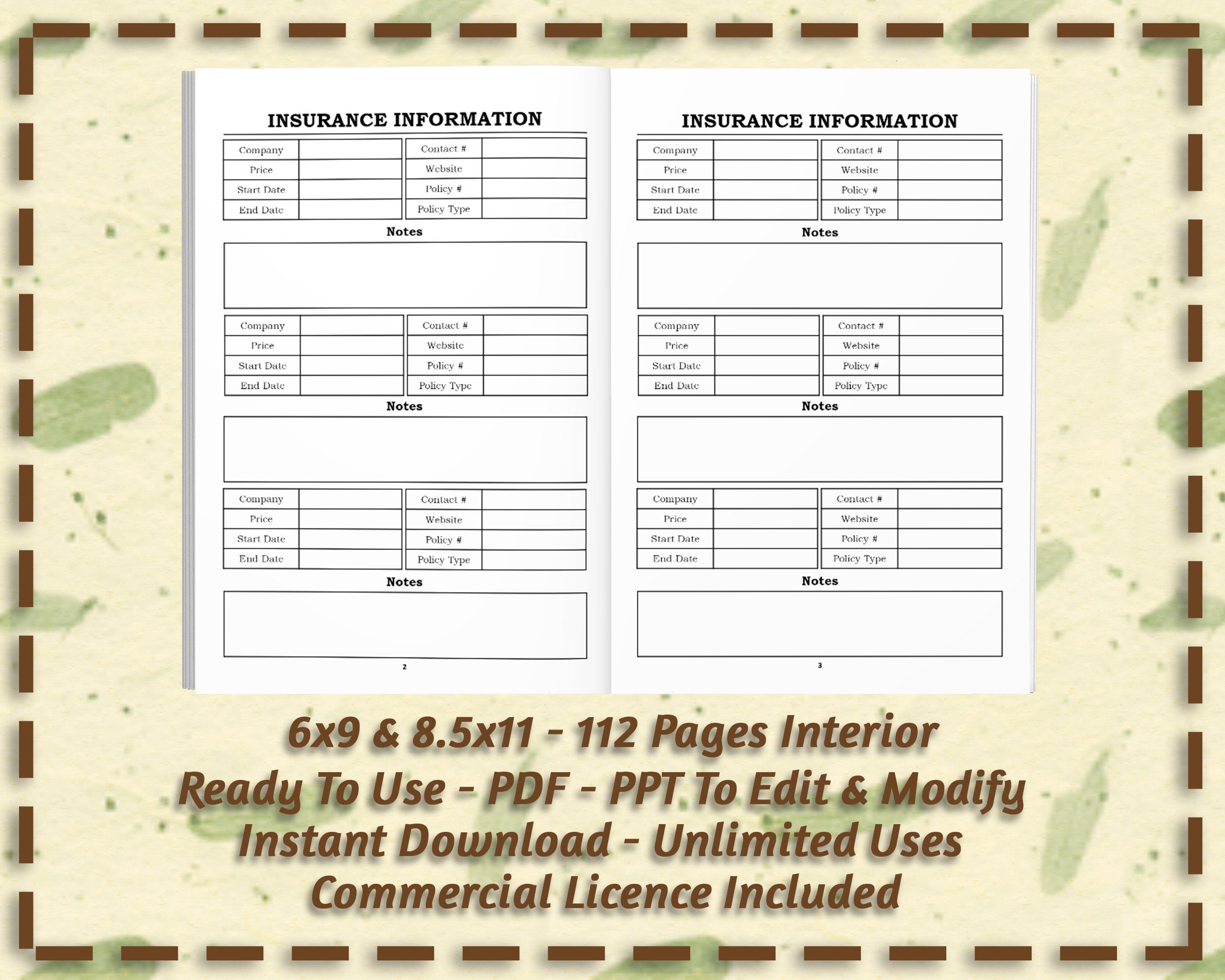 Firearms Personal Log Book 112 Pages No Bleed | 6" X 9" & 8.5" X 11 ...