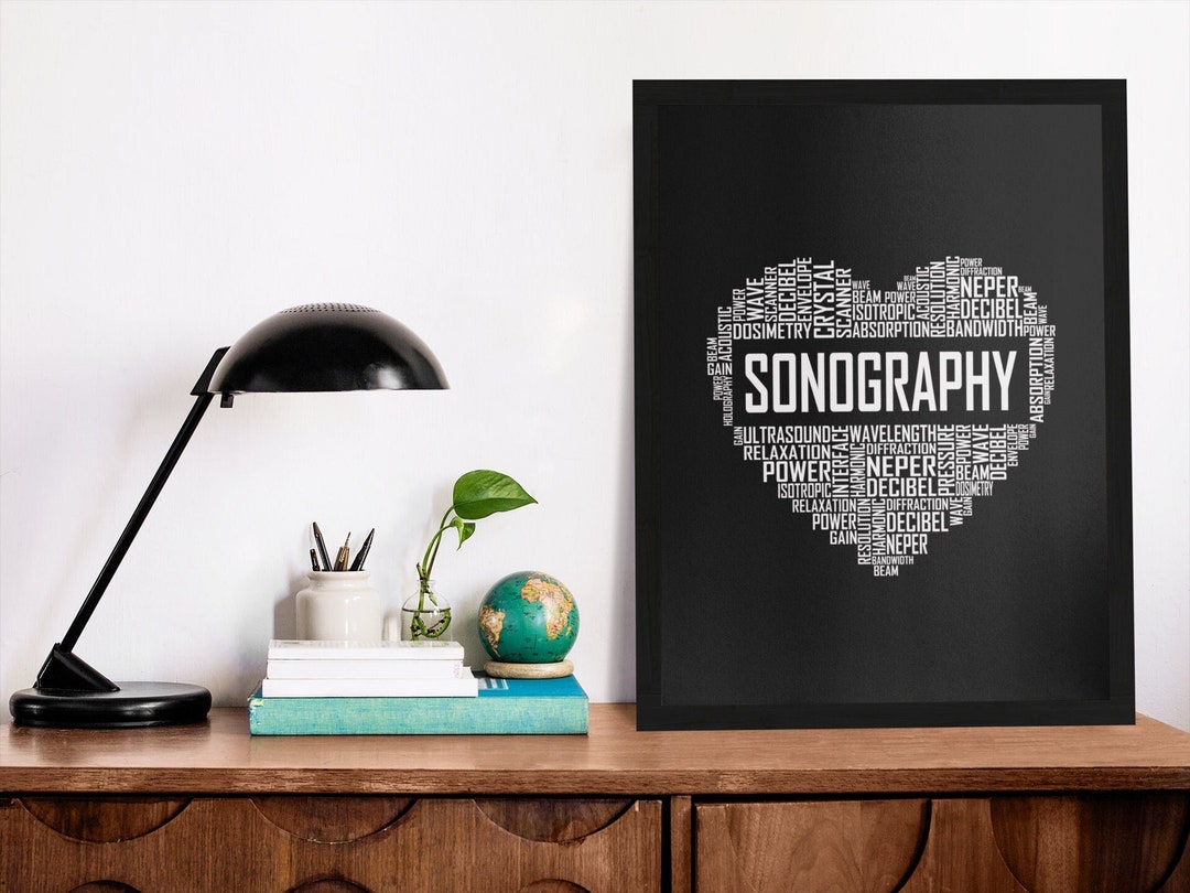 Sonography Heart Poster, Sonography Wall Art, Canvas Wooden Black White ...