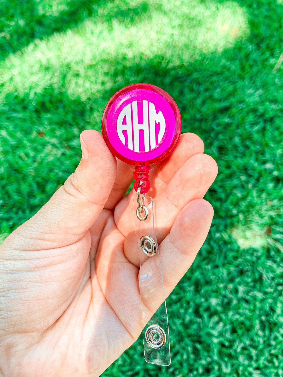 CUSTOM Monogram Badge Clip Retractable - Etsy