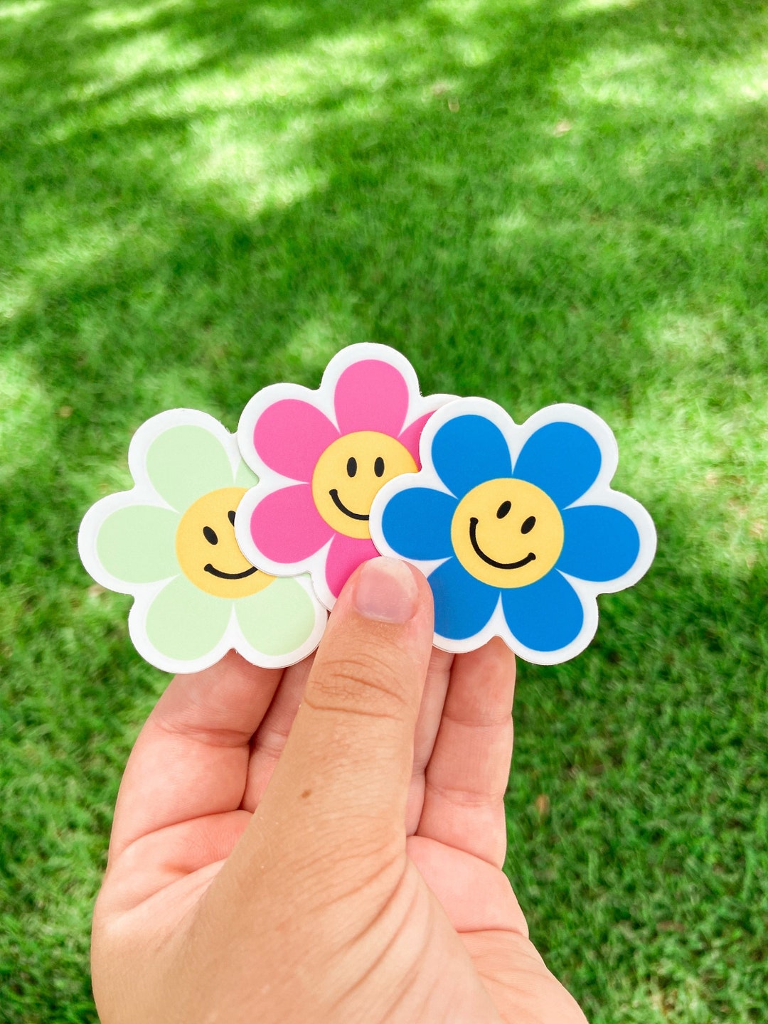 Smiley Flower Stickers - Etsy