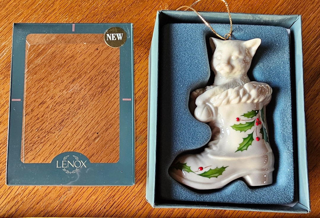 Vintage Lenox Cat/kitten in Christmas Boot Ornament W/box - Etsy