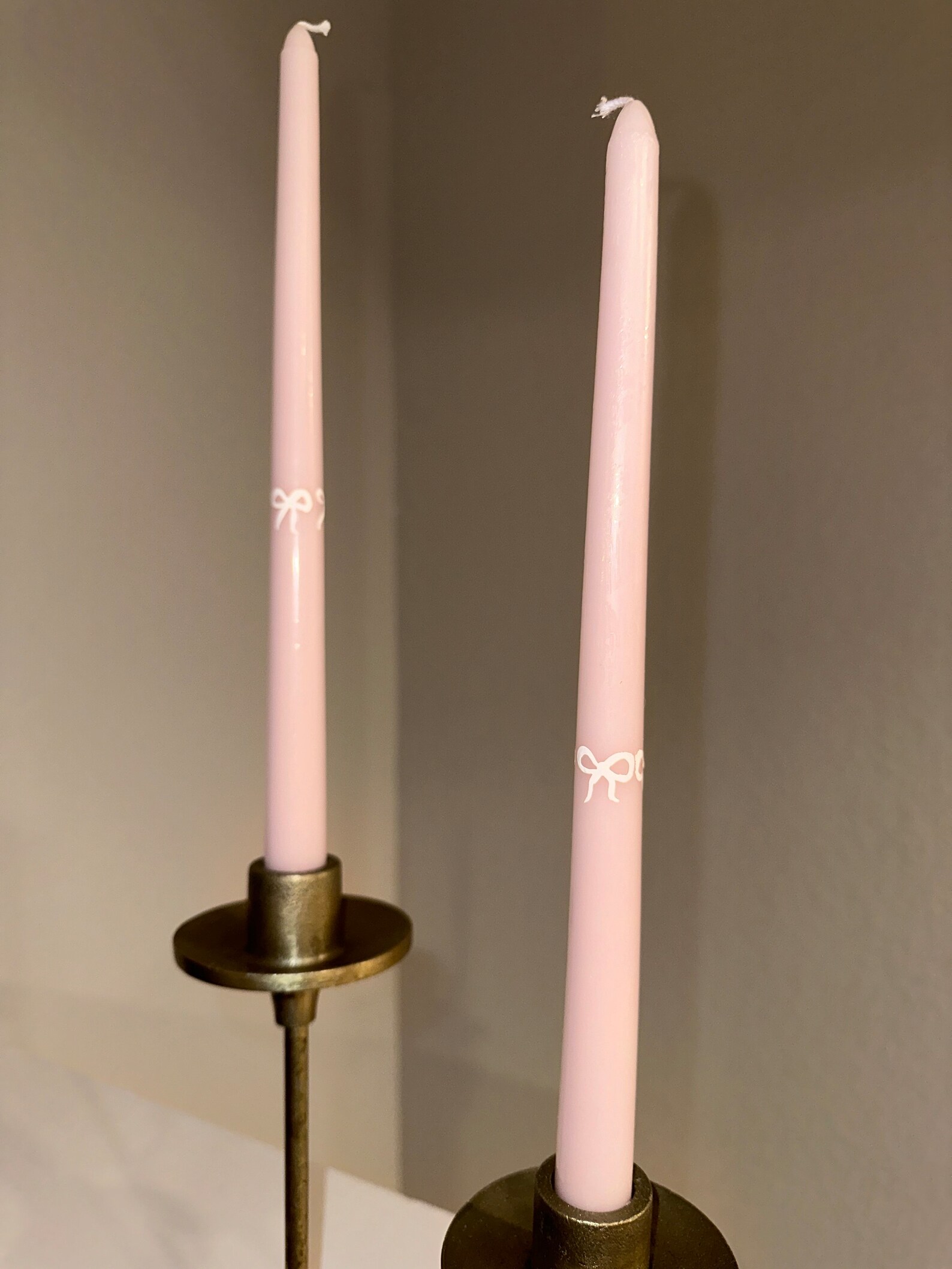 Hand Painted Ribbon Bow Candlesticks Set - Etsy