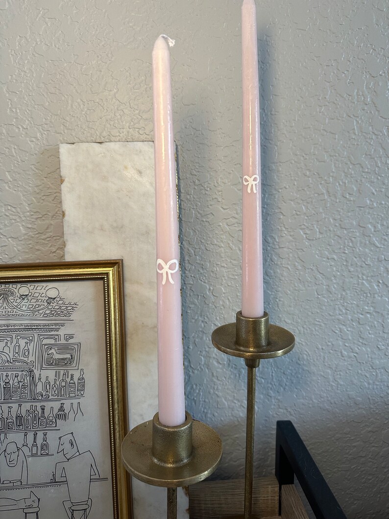 Hand Painted Ribbon Bow Candlesticks Set - Etsy