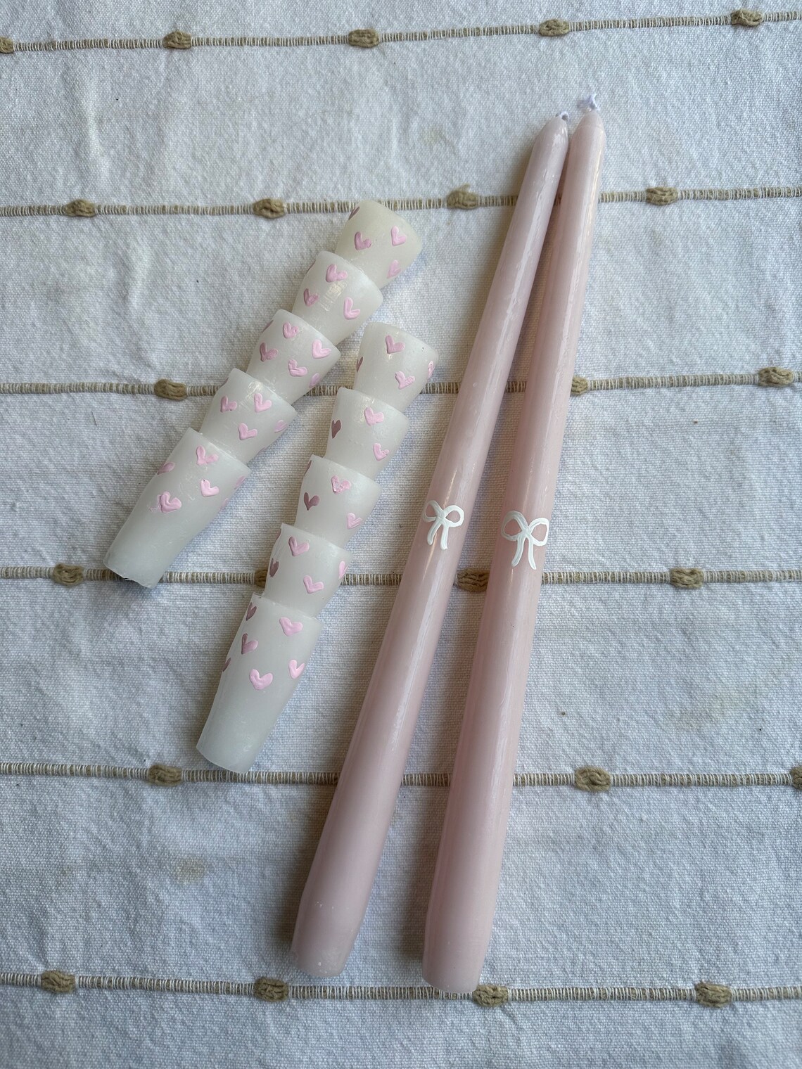 Hand Painted Ribbon Bow Candlesticks Set - Etsy