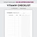 Vitamin Checklist | Printable Supplement Tracker & Health Planner for ...