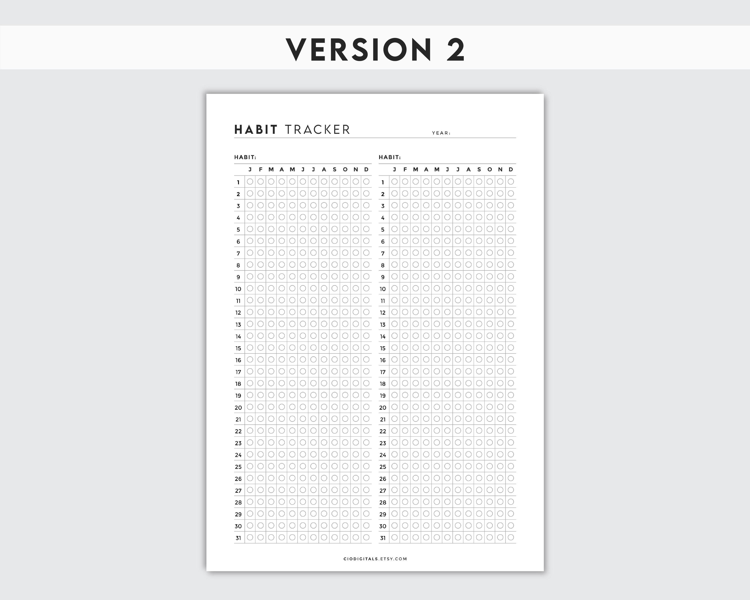Yearly Habit Tracker Printable | Goal Progress & Productivity Planner ...