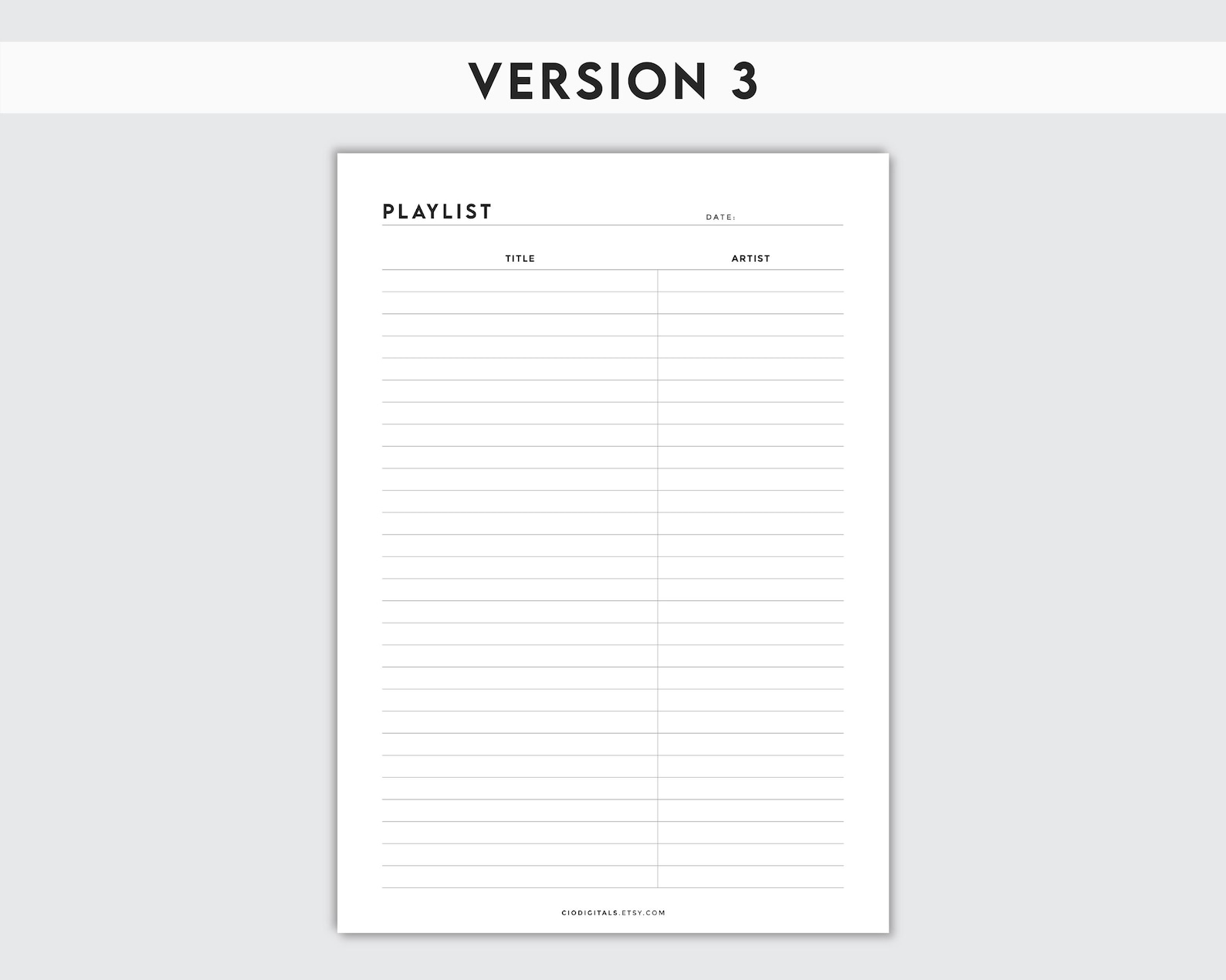 Music Playlist Planner | Customizable Song Tracker & Artist Catalog for ...
