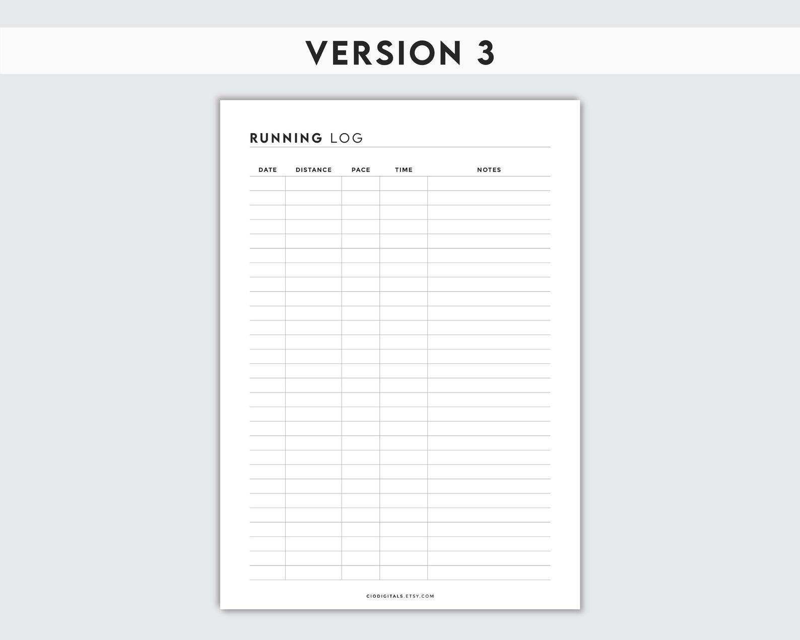 Running Log Tracker | Printable Fitness Journal & Workout Planner for ...