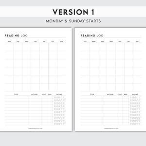 Printable Reading Log | Book Tracker & List | Novel Log Reading Chart ...