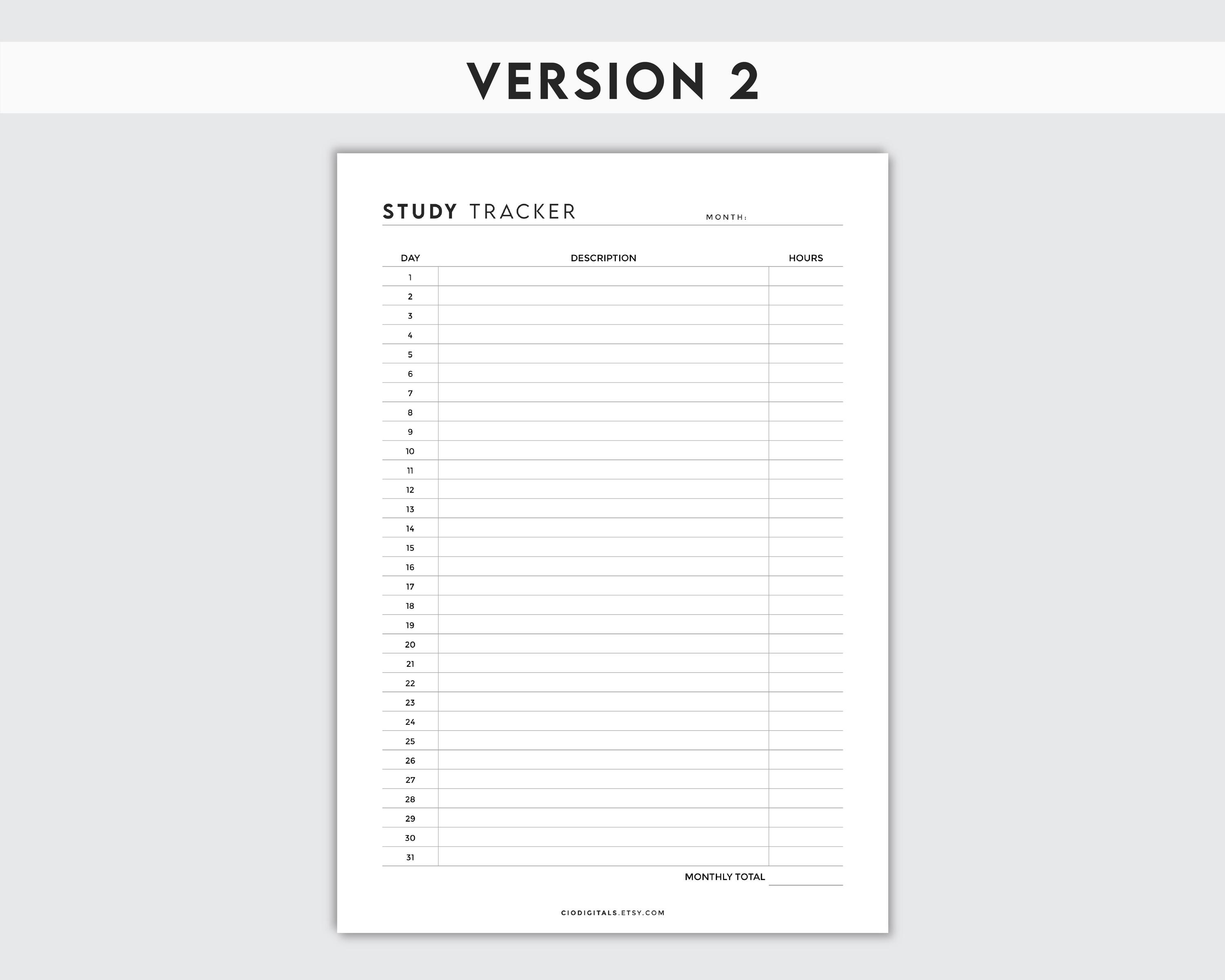 Printable Study Tracker | Exam Prep, Student Planner (digital Download ...