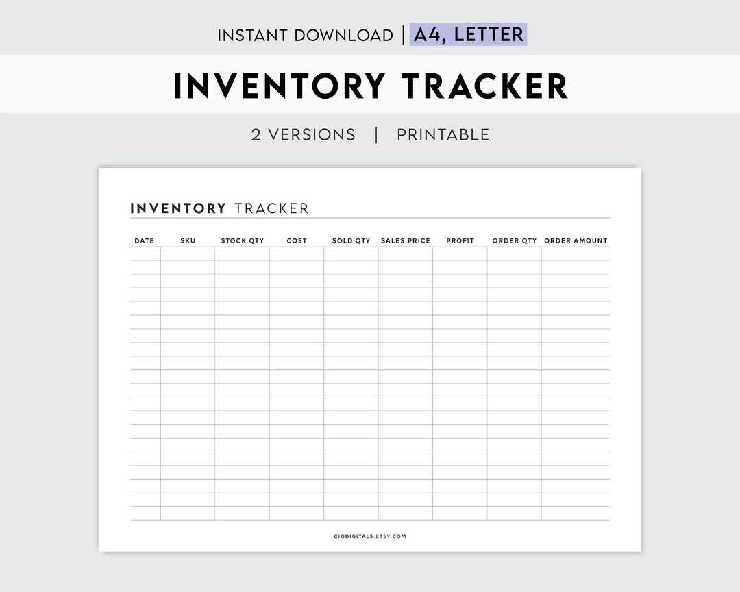 Inventory Tracker | Printable Stock Management & Sales Tracking Tool ...