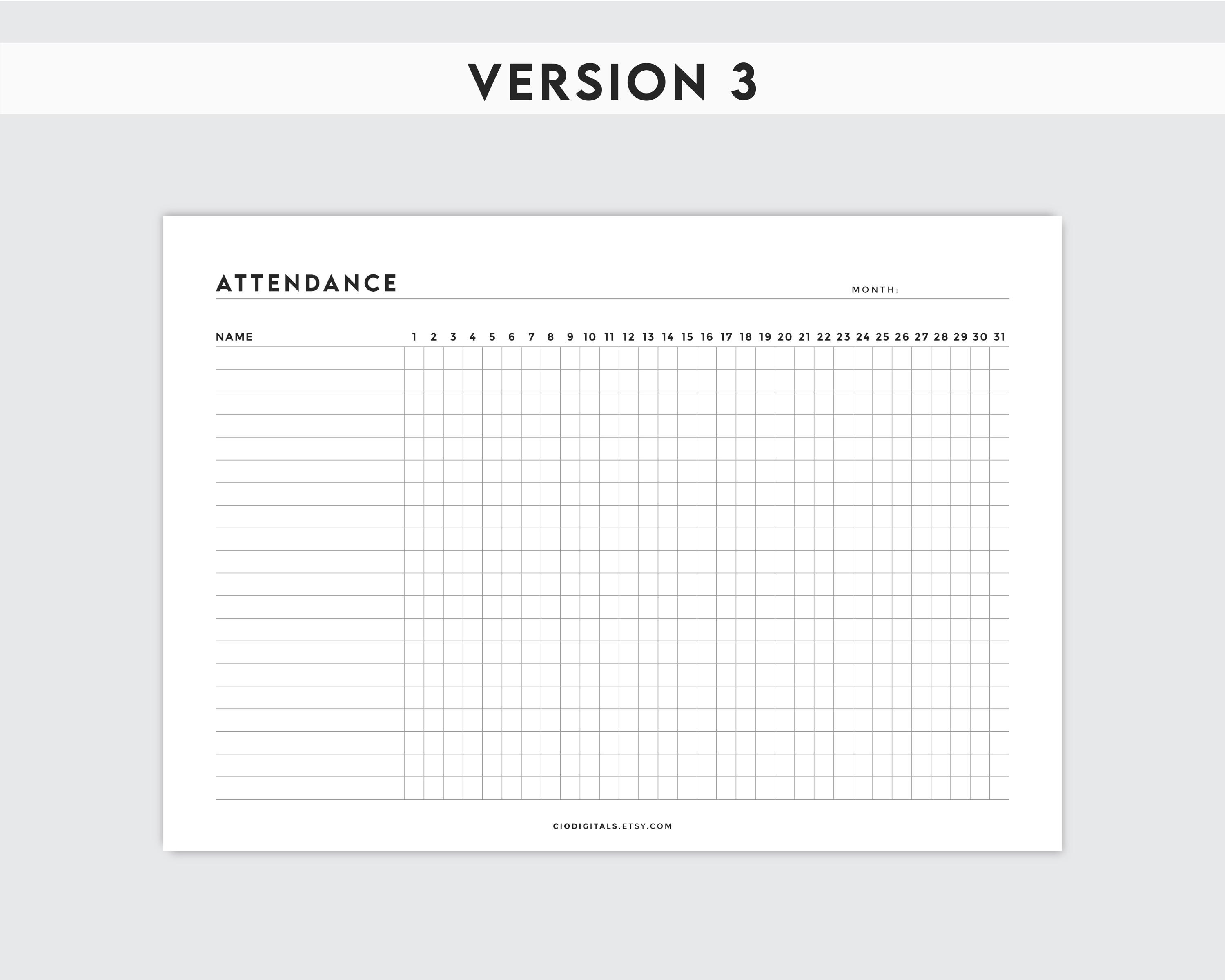 Monthly Attendance Tracker | Employee Shift Planner Work Schedule ...